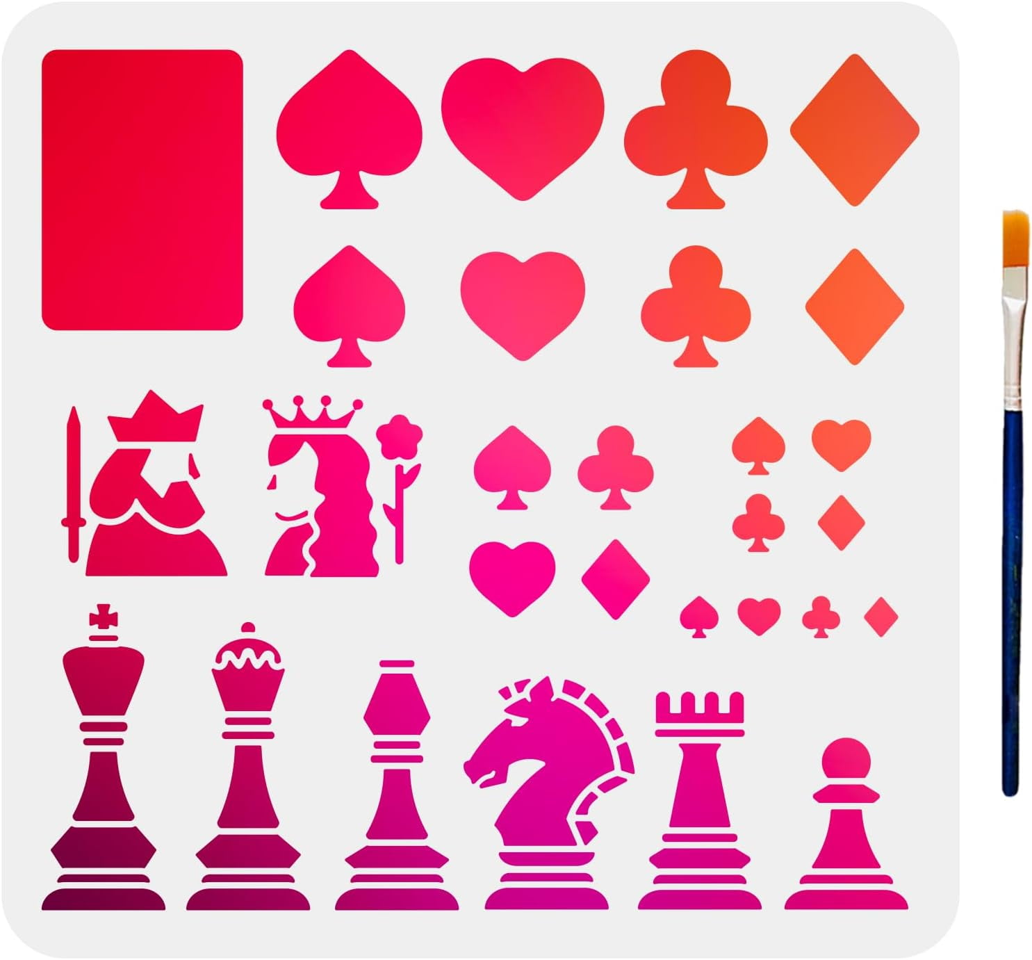 Playing Cards Chess Stencils 11.8×11.8inch Hearts Clubs Diamonds Spades ...