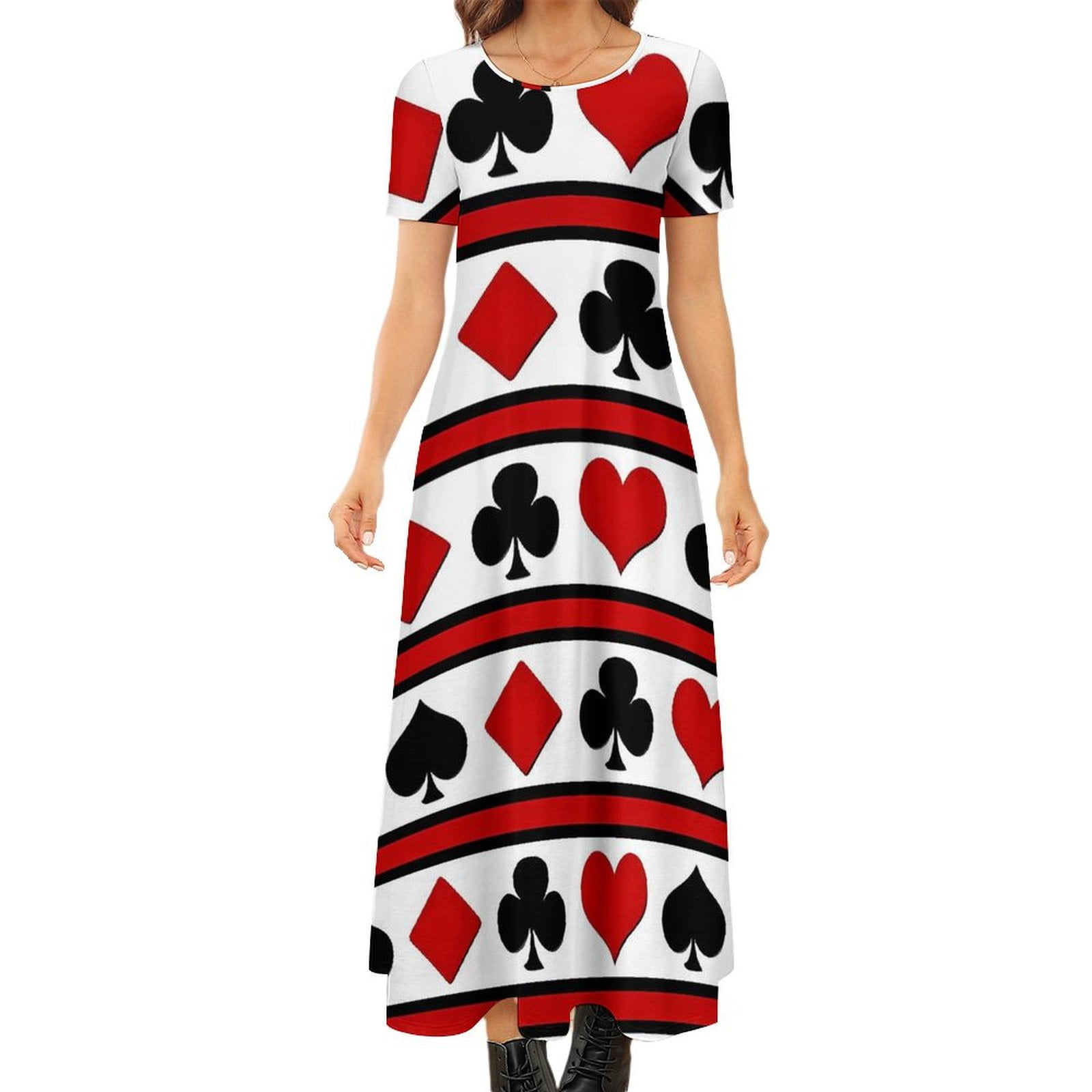 Playing Cards Dress Blue And Red Aesthetic Boho Beach Long Dresses ...