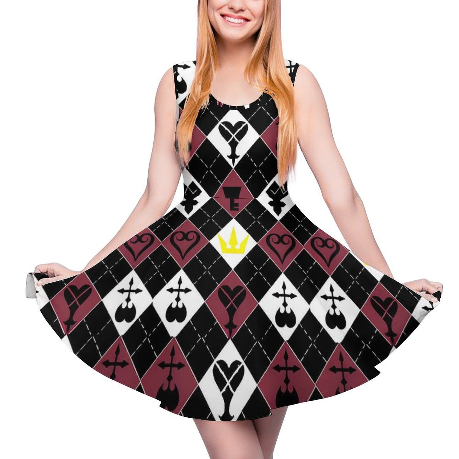 Playing Cards Dress Card Suits Print Boho Dresses High Waist Aesthetic ...