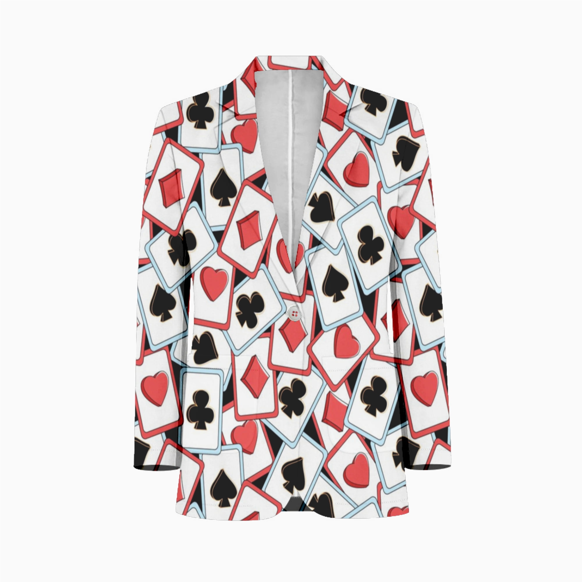 Playing Cards Heart Men's Suit Blazer Casual Party Wear Slim Fit Suit ...