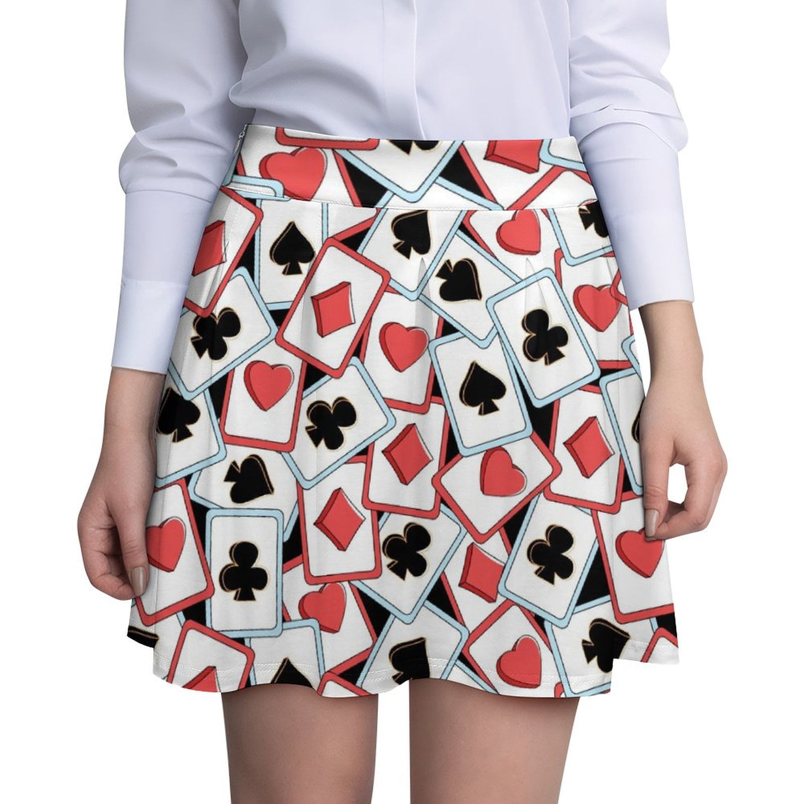 Playing Cards Heart Women's Casual Mini Skirt Invisible Zipper Summer ...