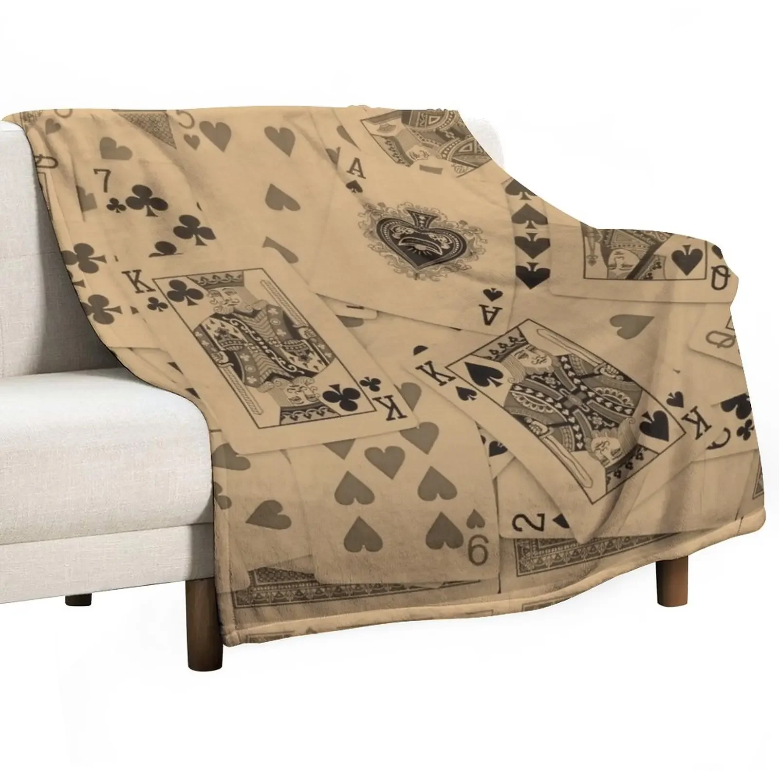 Playing Cards Scattered Throw Blanket Multi-Purpose Luxury Designer ...