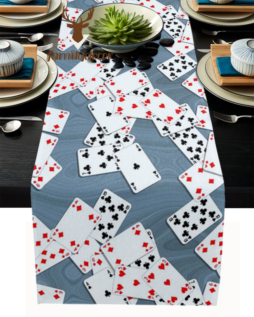 Playing Cards Wooden Table Table Runners for Dinner Table Wedding ...
