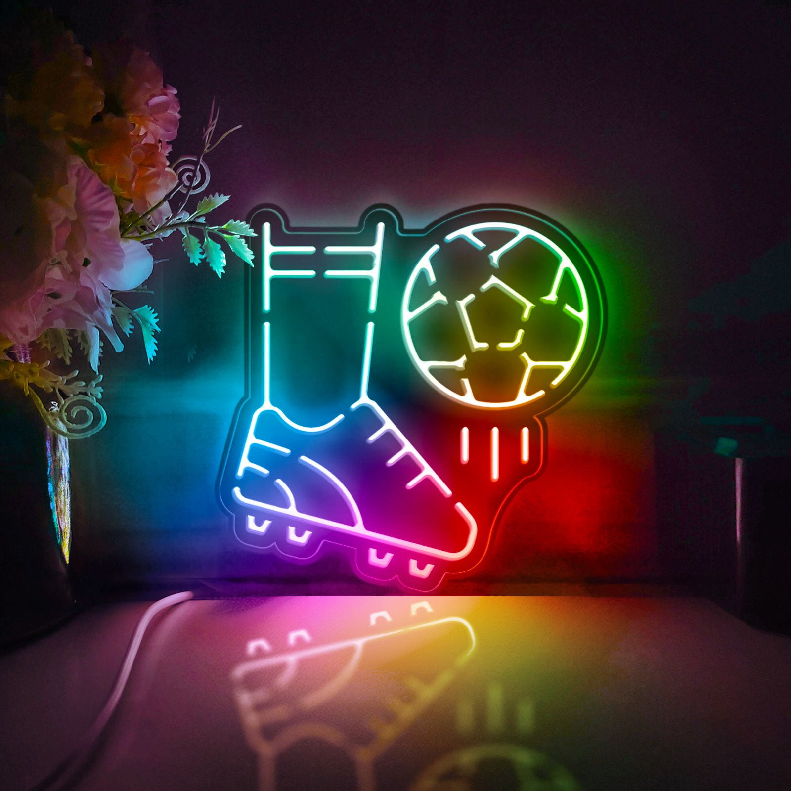 Playing Football Led Light Box, Dimmable Neon-Like Light Signs USB ...