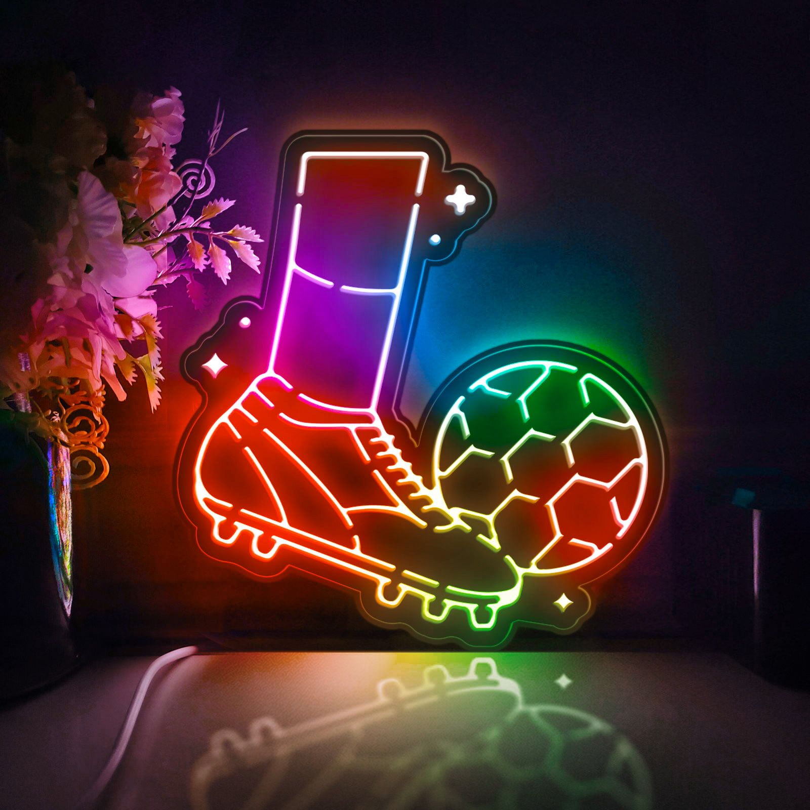 Playing Football Led Light Box, Dimmable Neon-Like Light Signs USB ...