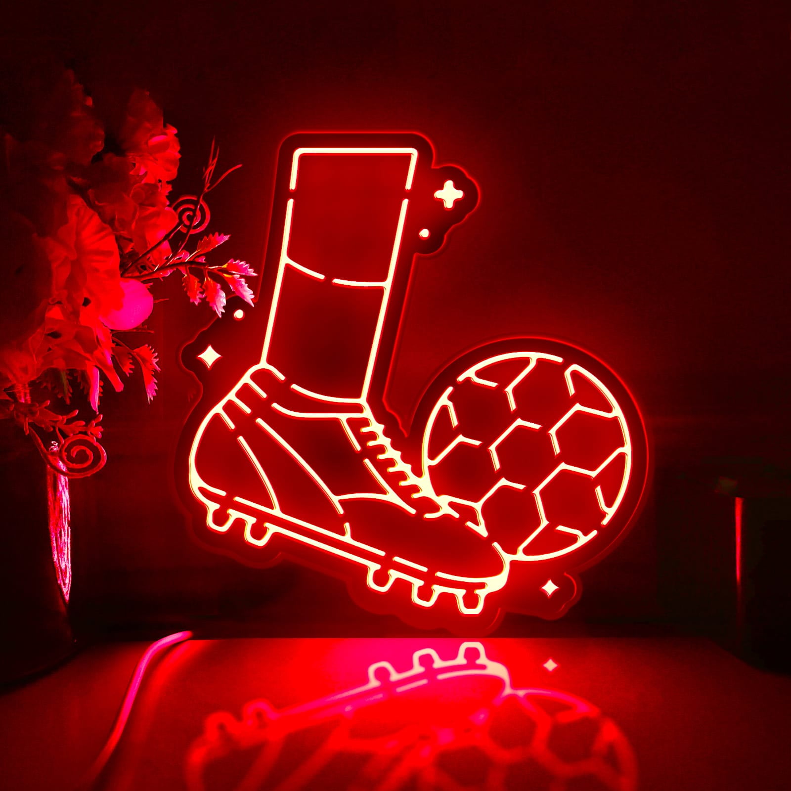 Playing Football Led Light Box, Dimmable Neon-Like Light Signs USB ...