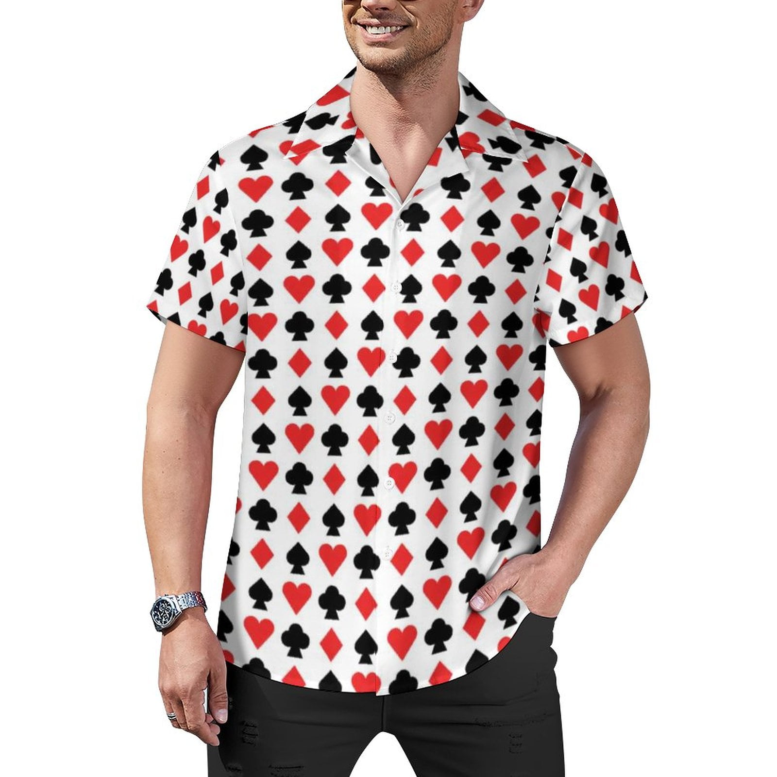 Playing Poker Loose Shirt Men Beach Card Suits Design Casual Shirts ...