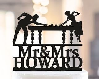 Playing Pool,Billiards Custom Wedding Cake Topper,Billiard Player's ...