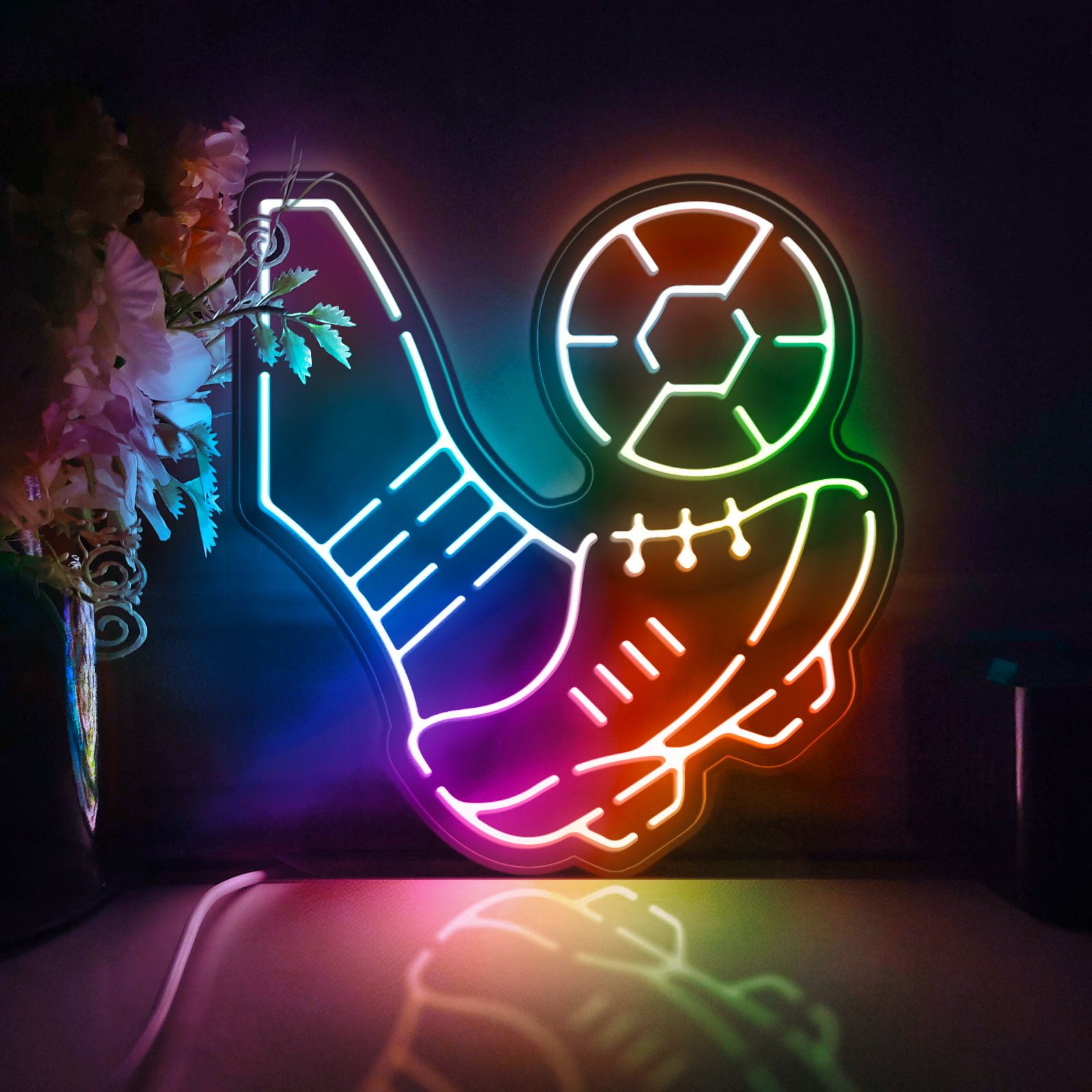 Playing Soccer Led Light Box, Dimmable Neon-Like Light Signs USB Power ...