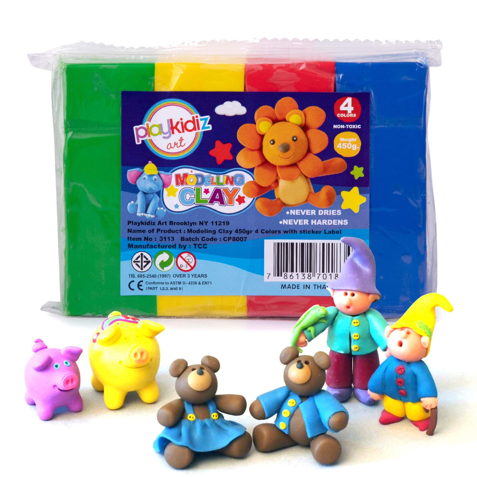 Playkidiz Art Modeling Clay 4 Colors, Beginners Pack, STEM Educational ...
