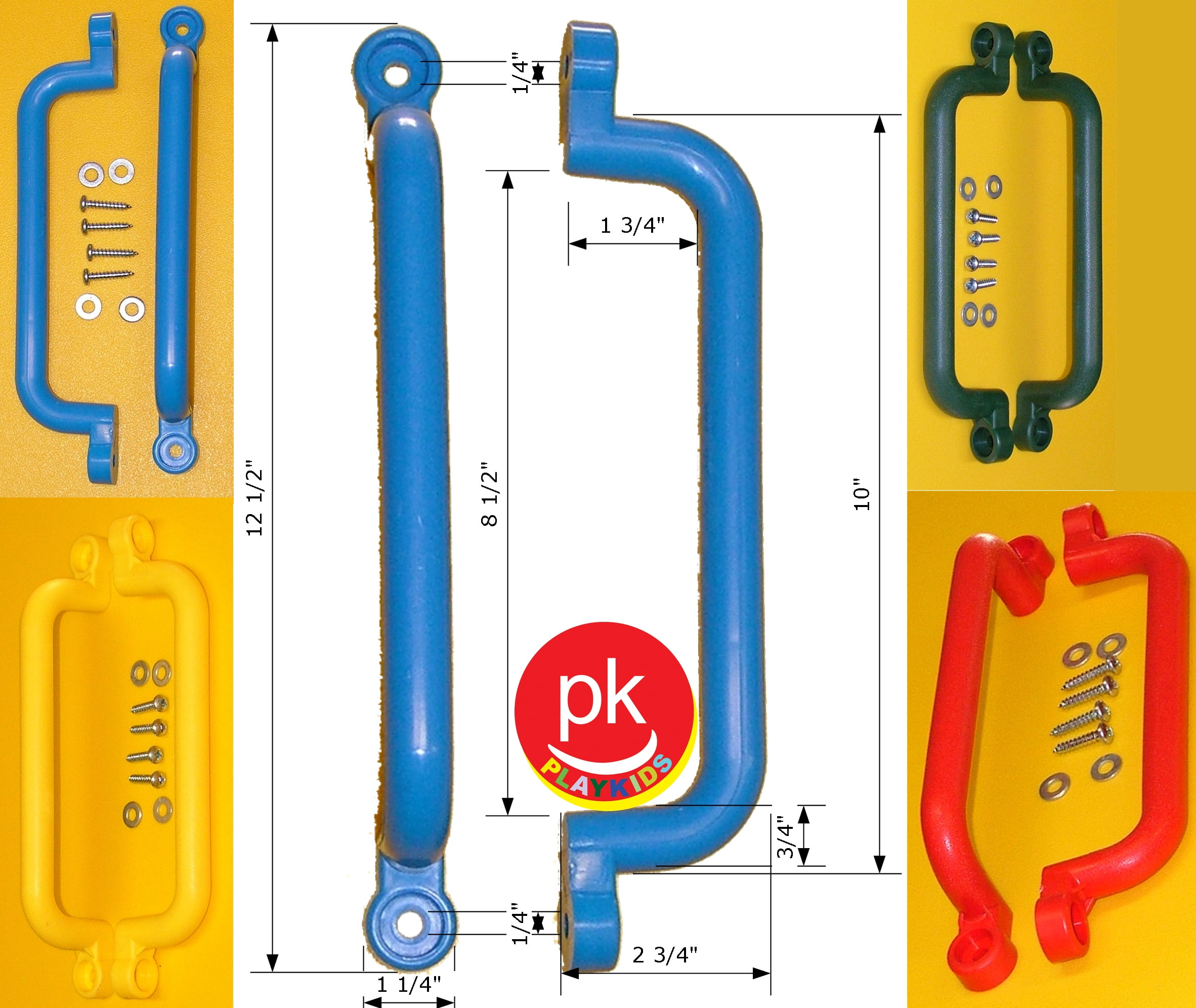 Playkids Safety Grip Swing Set Handles (Four Handles) - 13" Colored Red ...