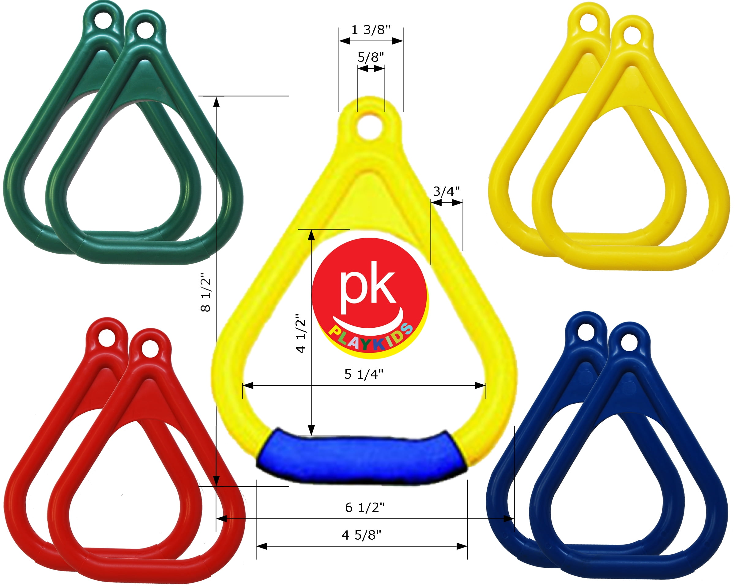 Playkids Trapeze Rings - Yellow Safe Grip Handles for Trapeze Bar and ...
