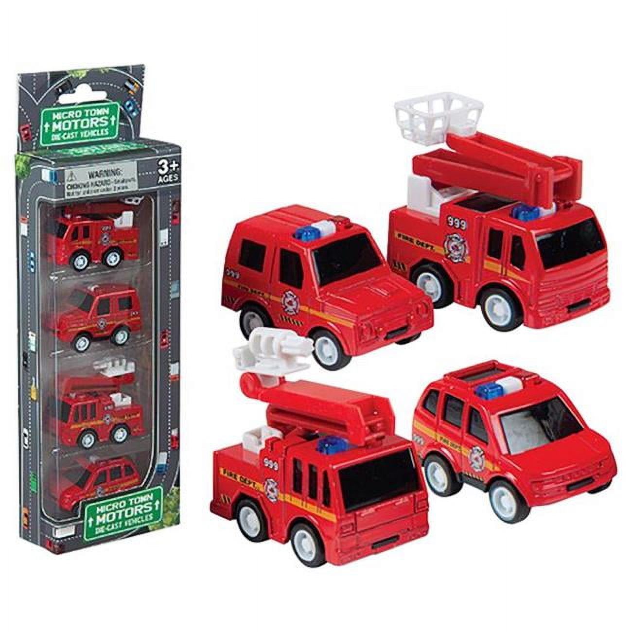 Playmaker Toys 9090337 Die-Cast Car Pack Fire Trucks, Red - 4 Piece ...