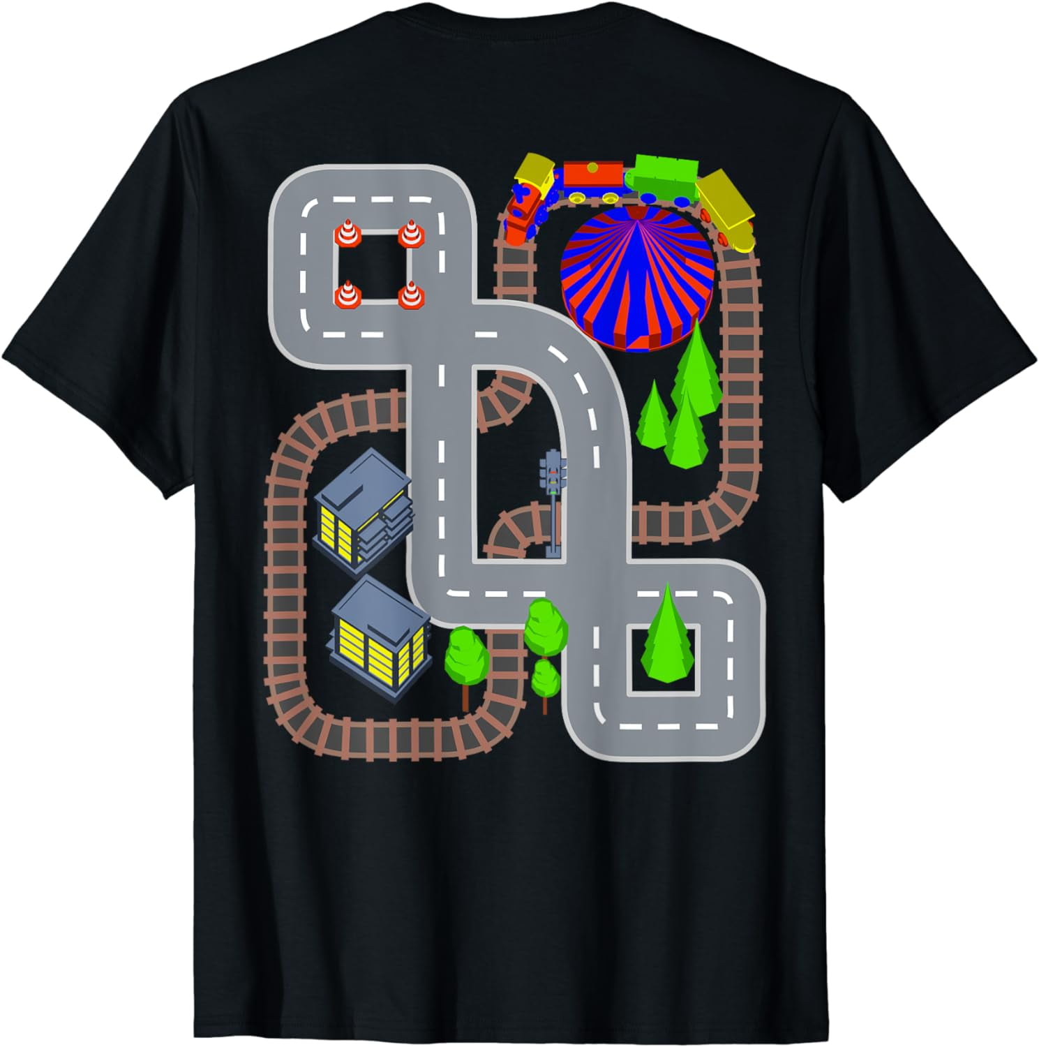 Playmat Train And Car Race Track On Daddy's Back T-Shirt - Walmart.com