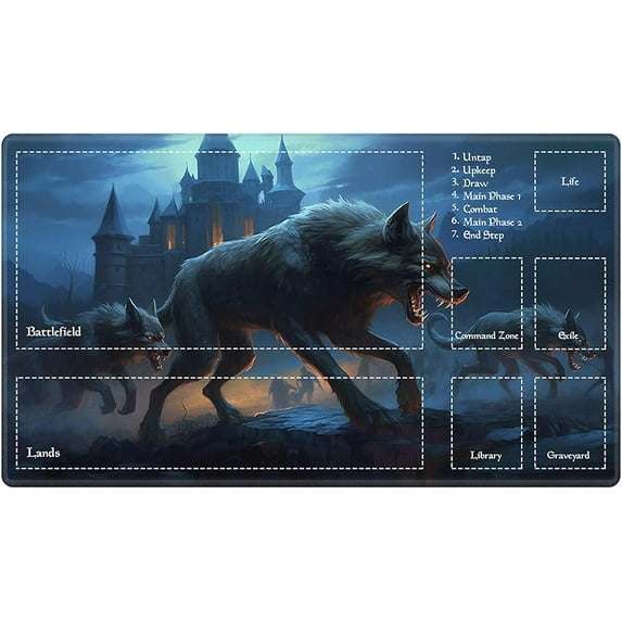 Playmat with Zones for MTG Card Game Playing, 24"x14" Commander Deck ...