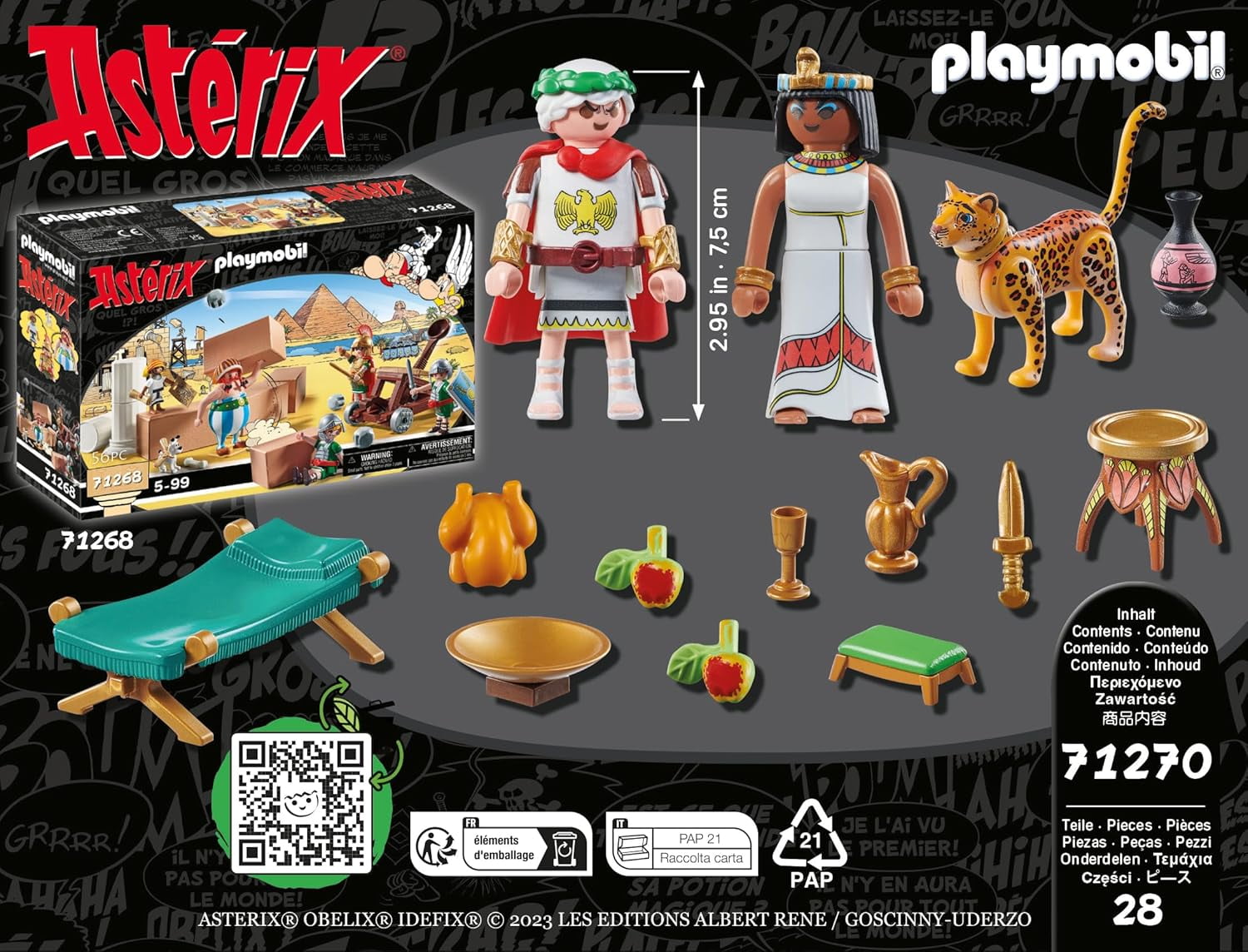Playmobil 71270 Asterix: Caesar and Cleopatra - with Two Characters, A Leopard, A Long Chair for ...