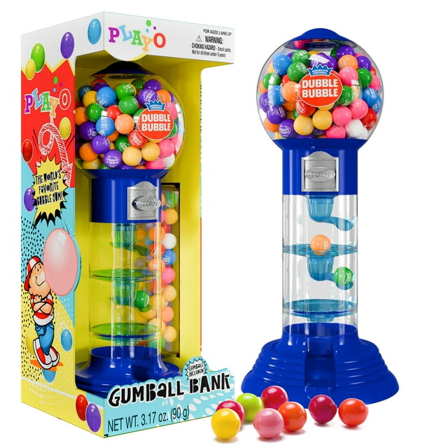 "Playo Standing 10.5"" Spiral Gumball Machine For Kids, Blue with 40 ...