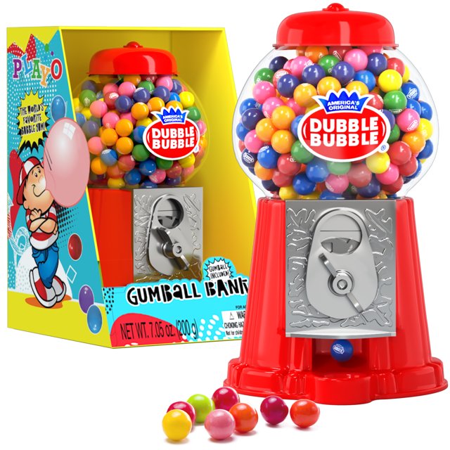 Playo 8.5” Coin-Operated Gumball Machine with 45 Pcs Bubble Gum for ...