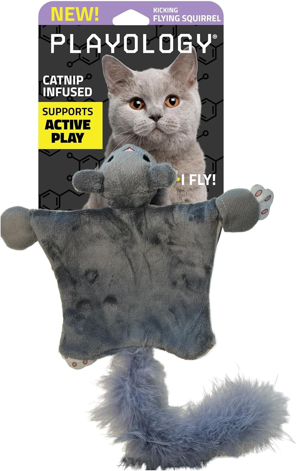 Playology Cat Toys | Flying Plush Stuffed Animal Squirrel Toy Infused ...