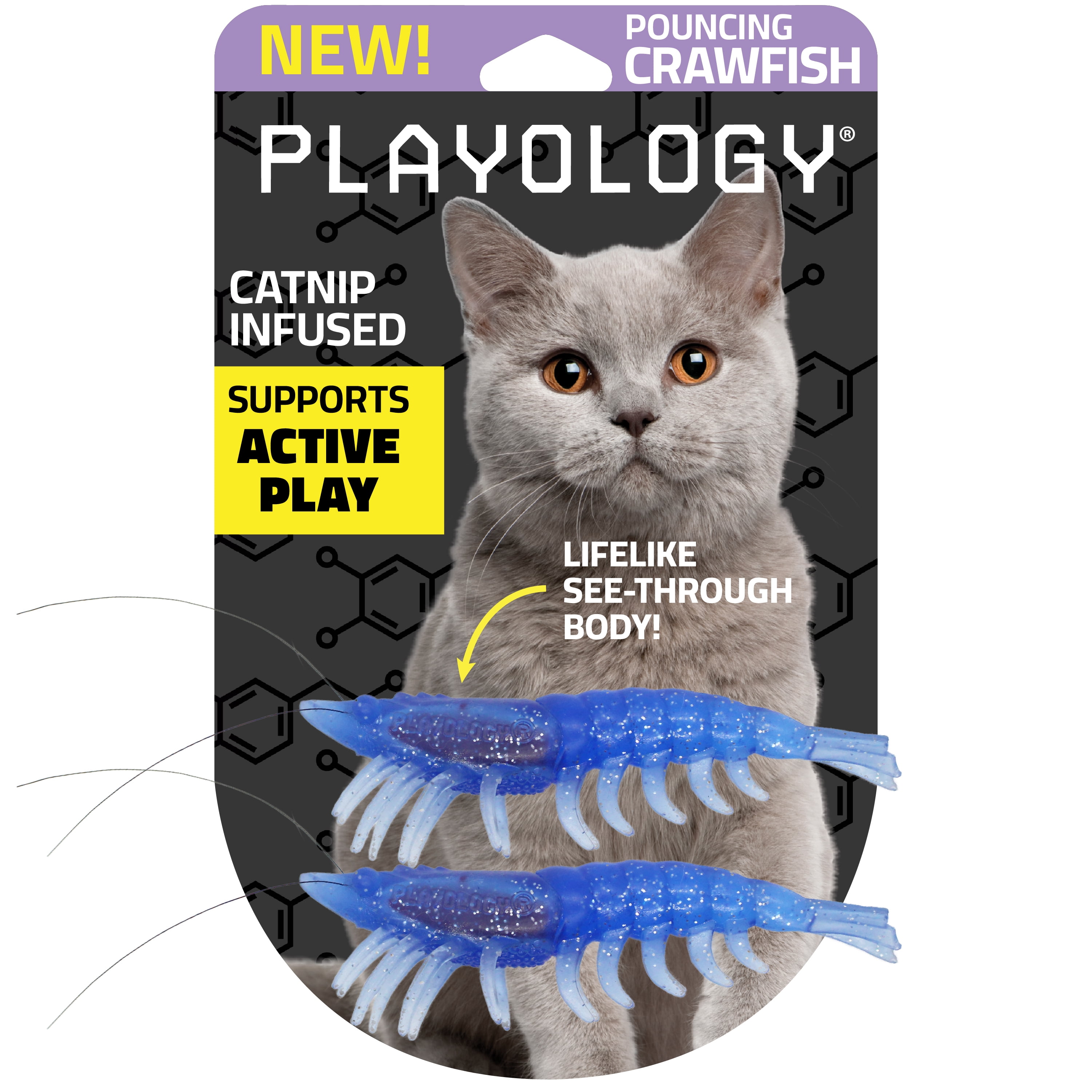 Playology Cat Toys | Catnip Infused Durable Rubber Crawfish, 2-Pack ...