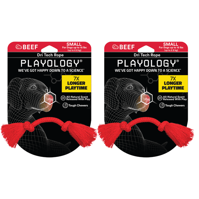Playology Dri-Tech Dog Rope Toy, All-Natural Beef Scent Dog Toy, Red ...