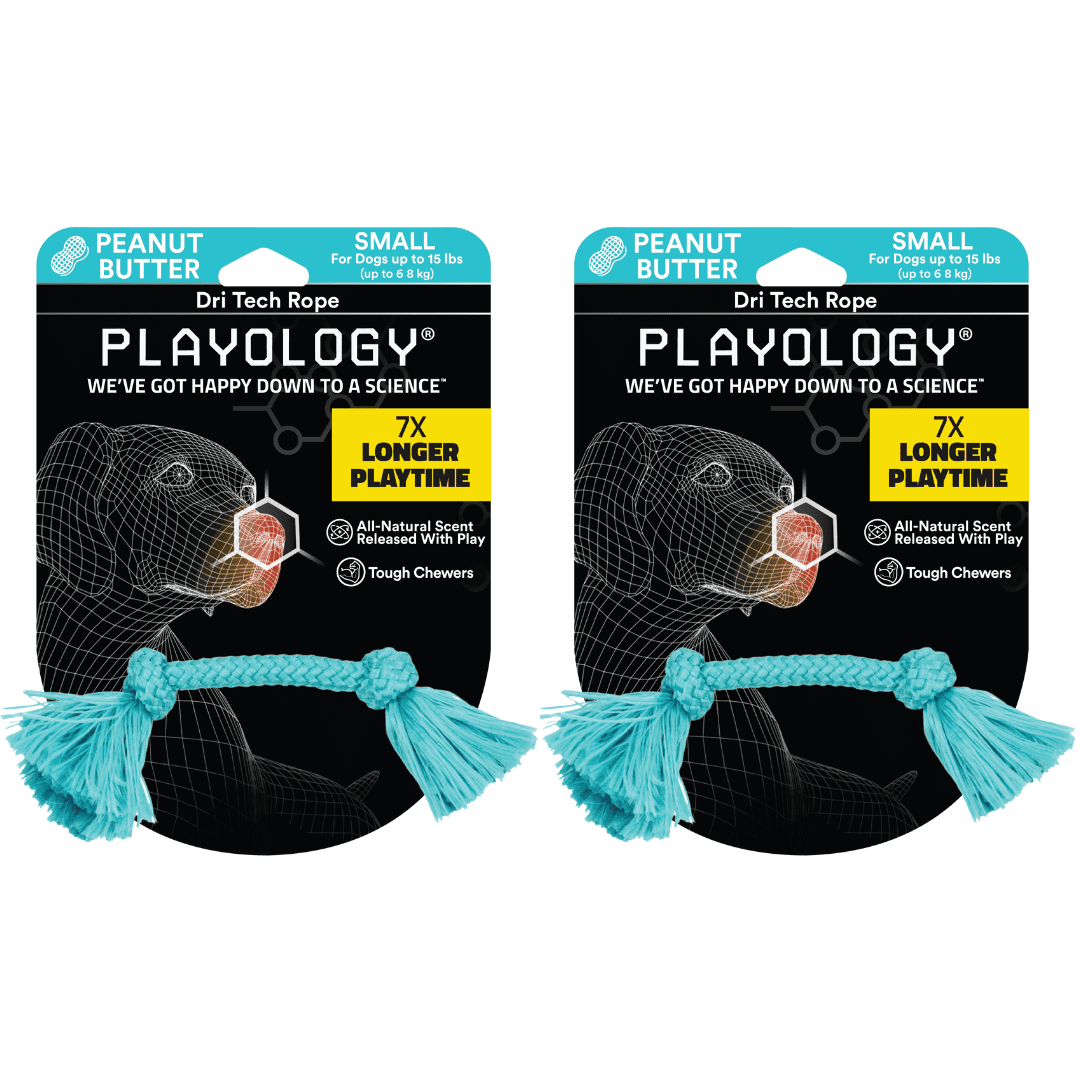 Playology Dri-Tech Dog Rope Toy, All-Natural Peanut Butter Scent, Blue ...