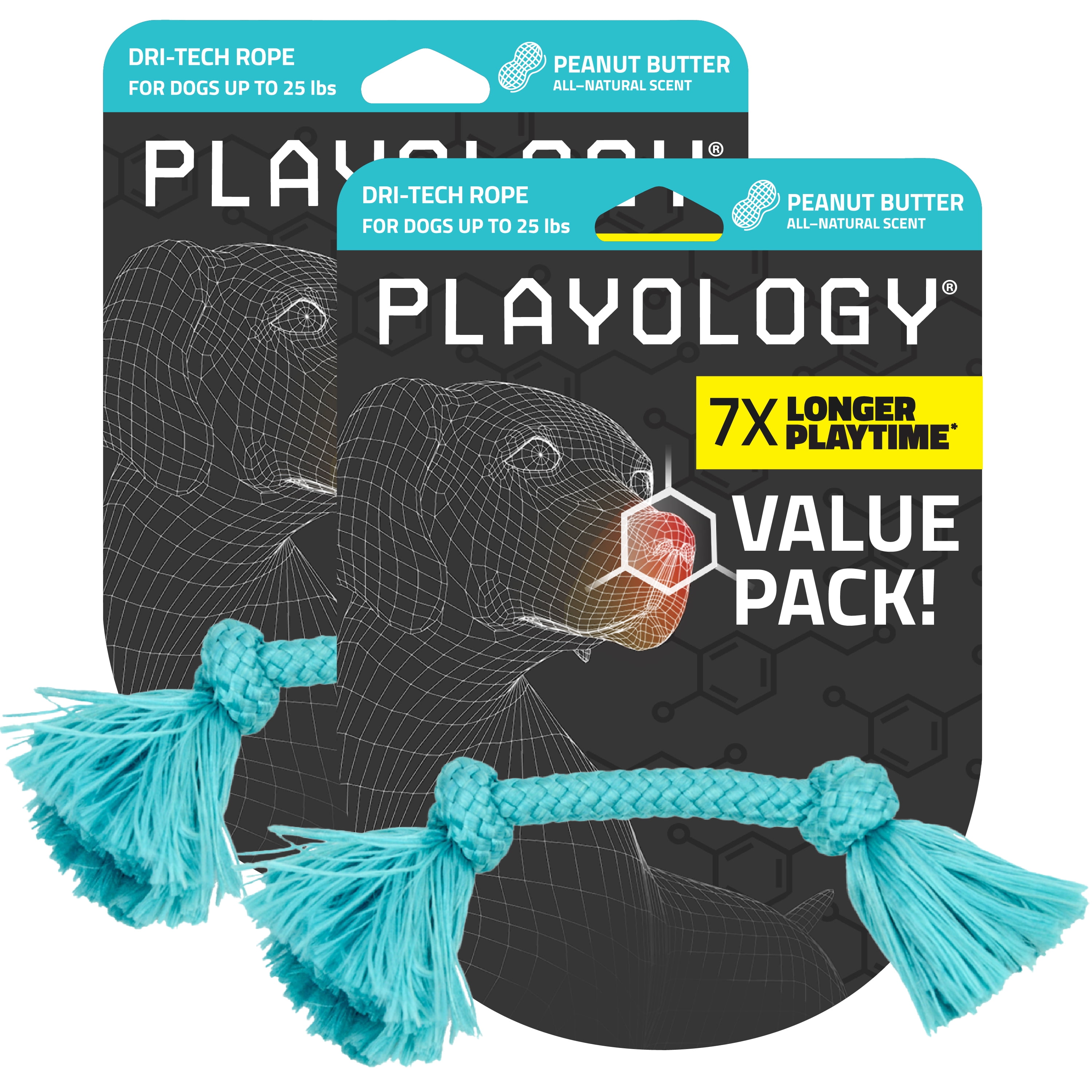 Playology Dog Toys | Durable Dri-Tech Rope, Peanut Butter Scented Toy ...
