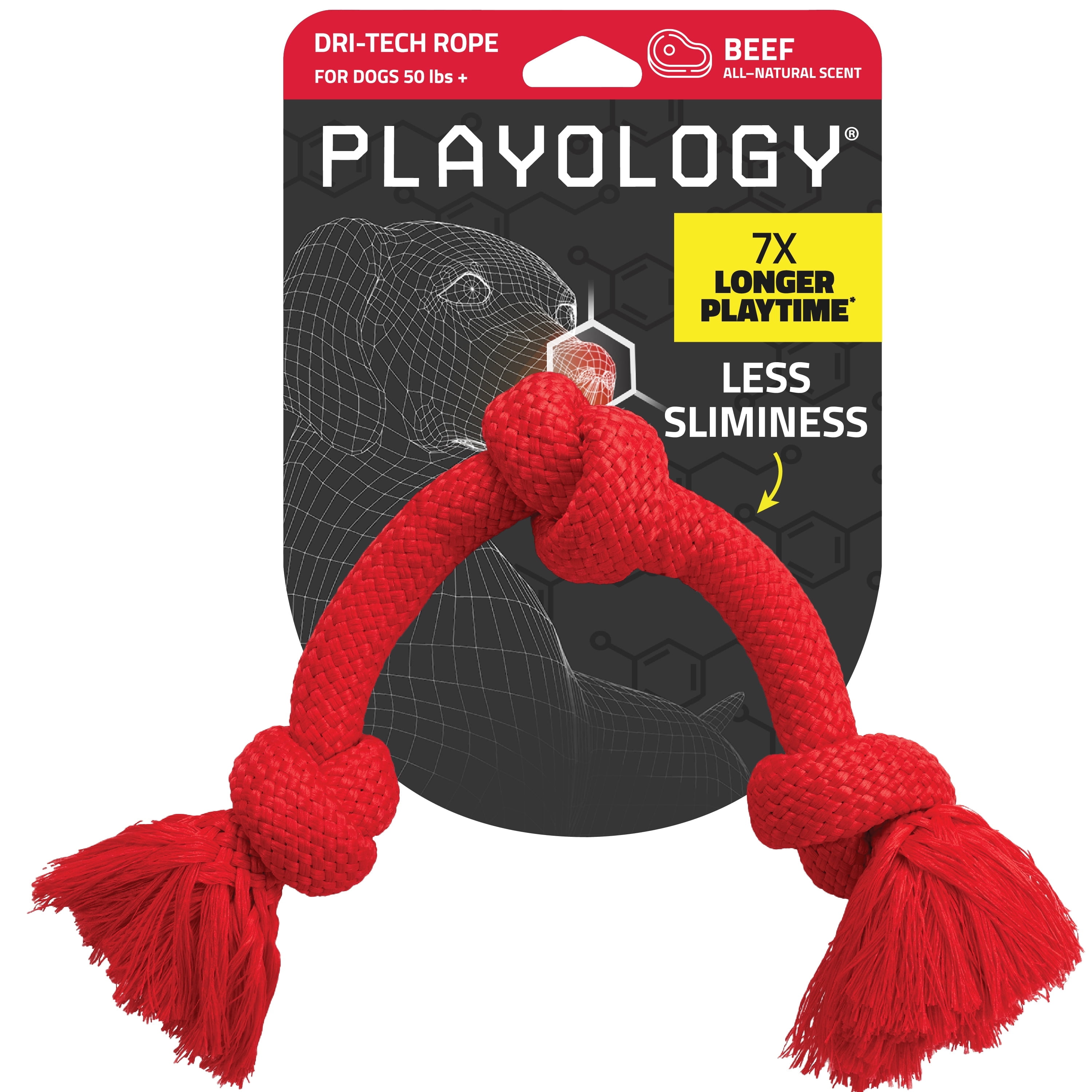 Playology Dog Toys, Dri-Tech Rope Jumbo, Beef Scented Tug - Walmart.com