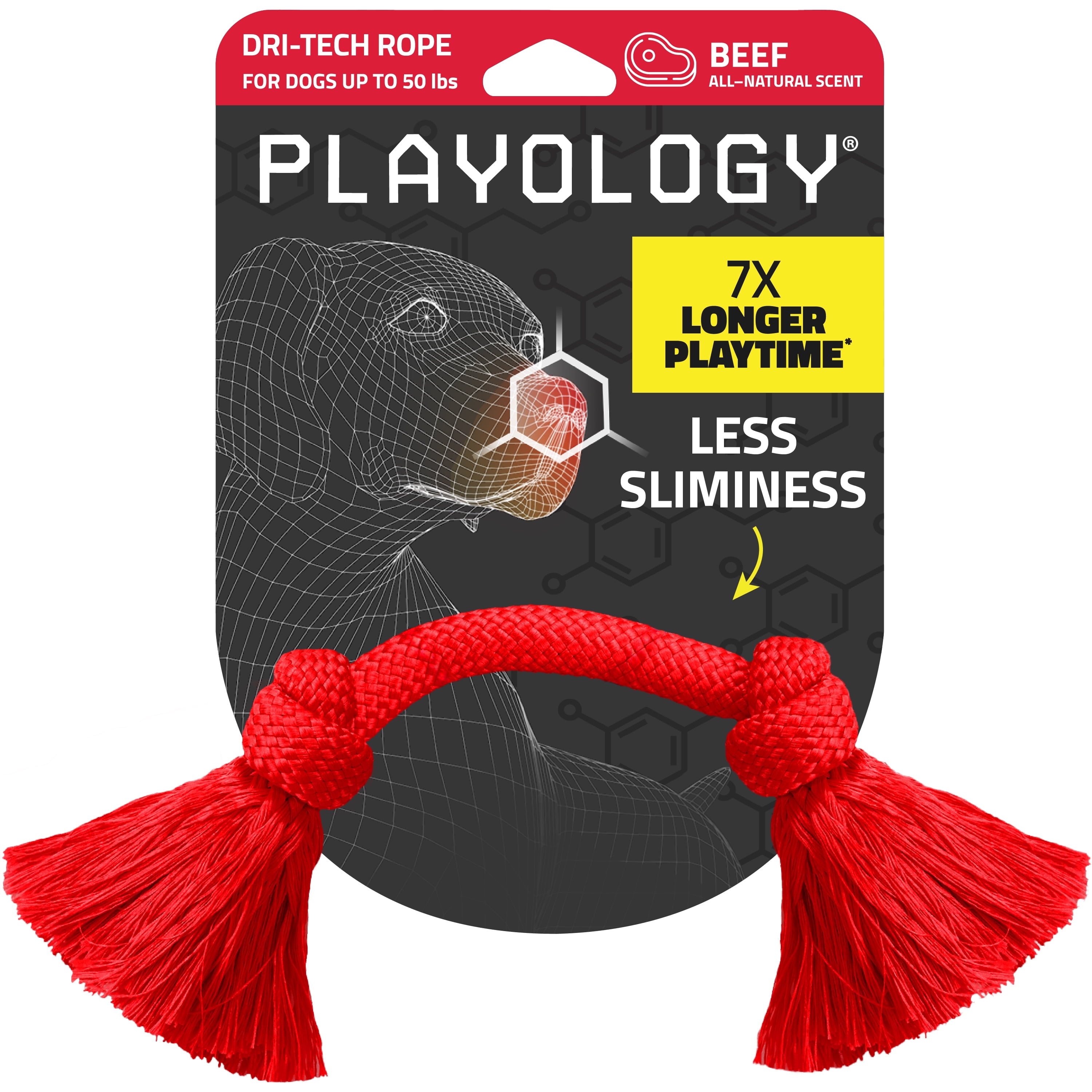 Playology Dog Toys | Durable Dri-Tech Rope, Beef Scented Tug of War Toy ...