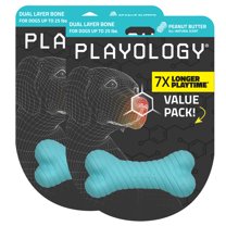 Playology Squeaky Chew Stick Dog Toy - Peanut Butter Scent, Blue, Large ...
