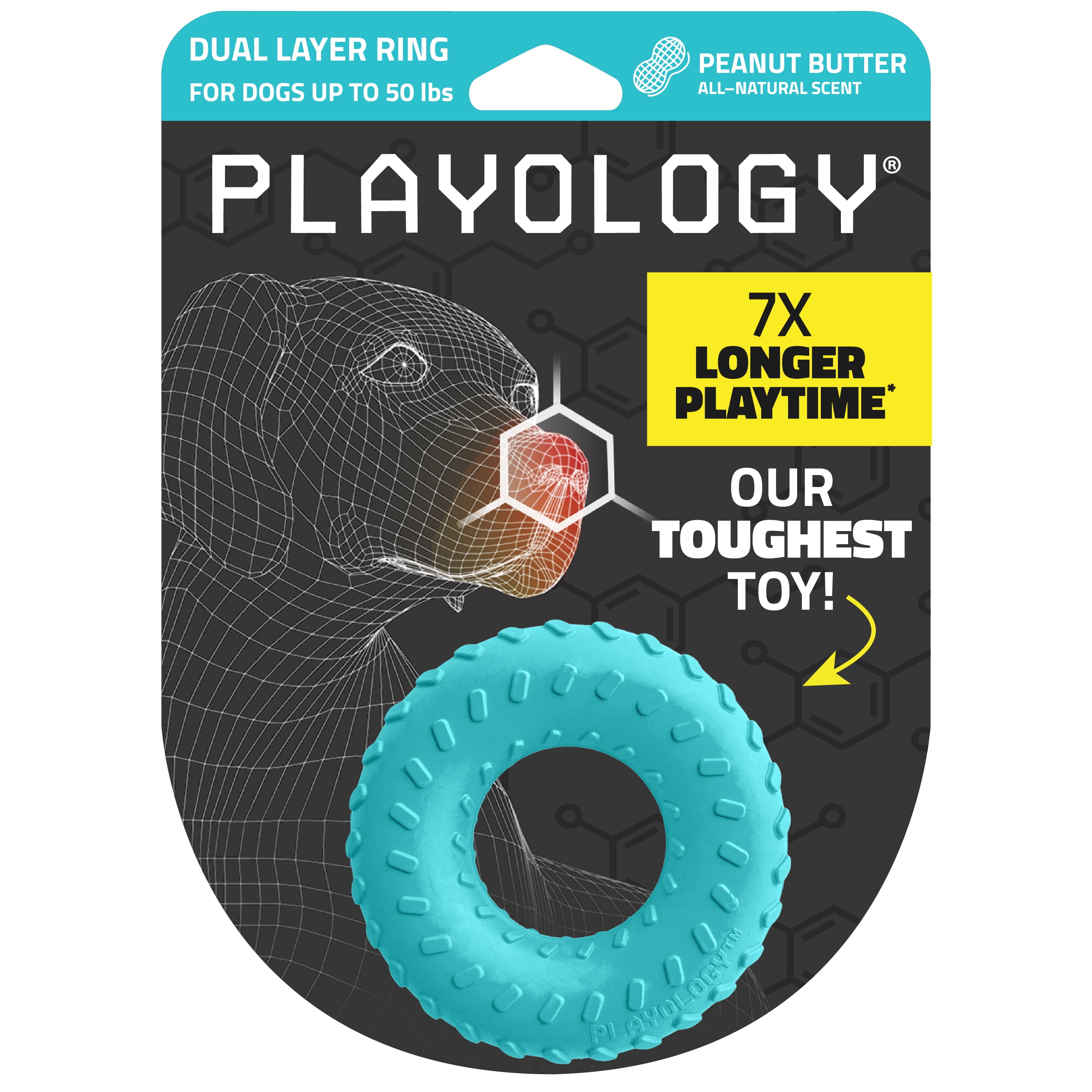 Playology Dog Toys | Durable Chew Toy Dual Layer Ring, Peanut Butter ...