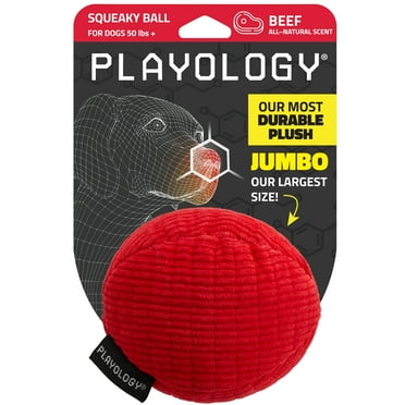 Playology Dog Toys | Plush Squeaky Bone, Beef Scented Toy - Medium ...