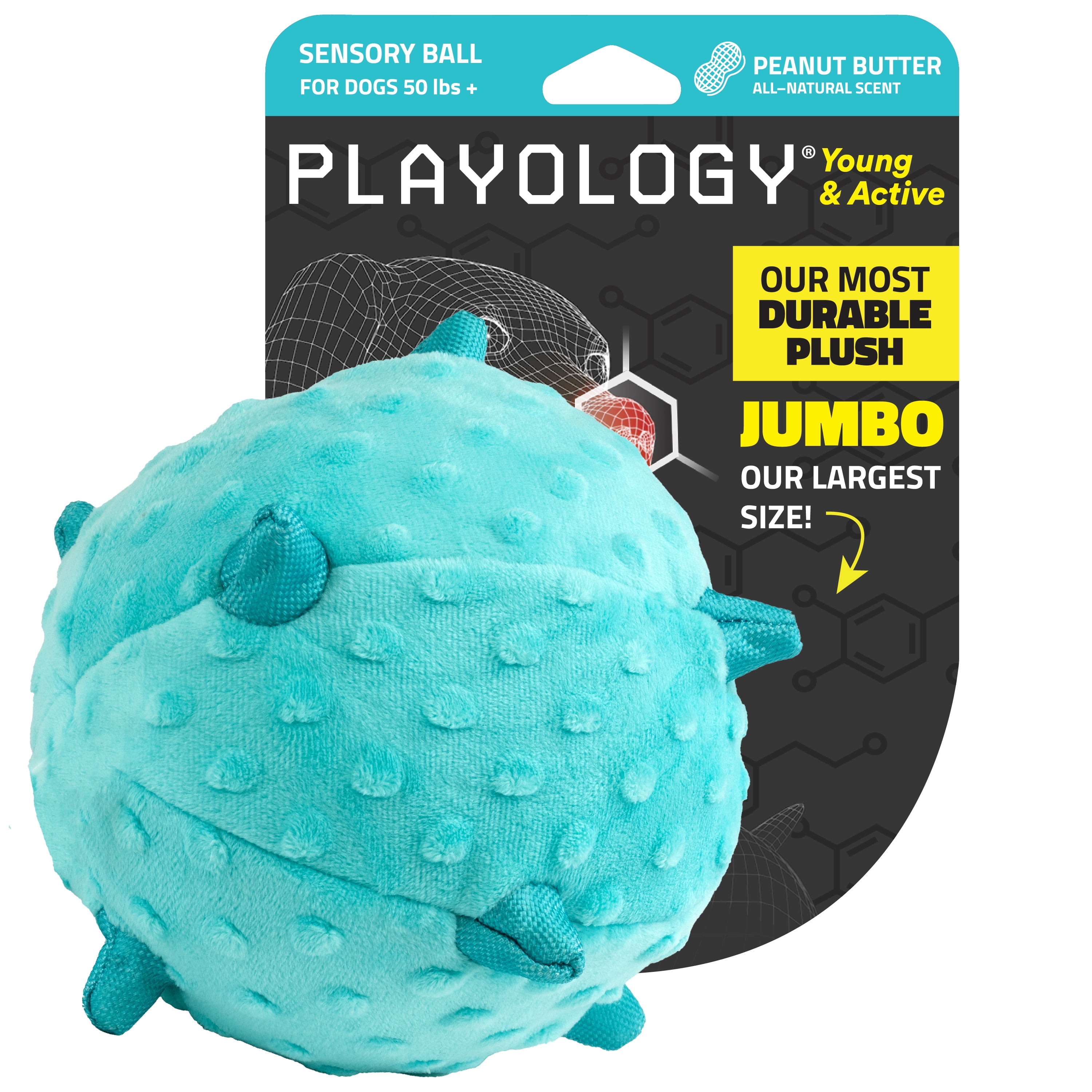 Playology Dog Toys | Puppy Toy Ball, Peanut Butter Scented Plush Toy ...