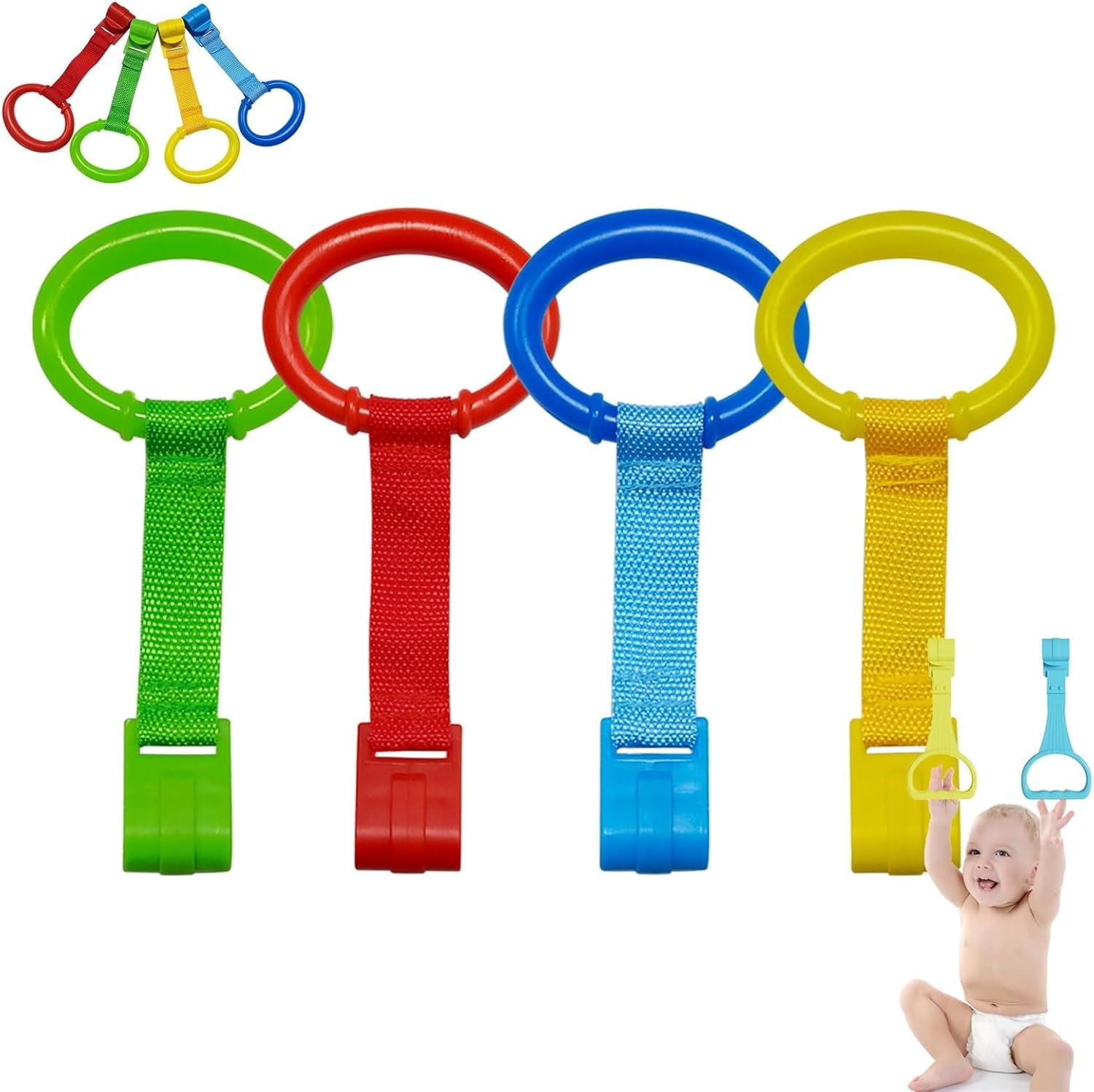 Playpen Pull up Rings,4 Colors Baby Pull up Rings for Playpen,Pull to ...