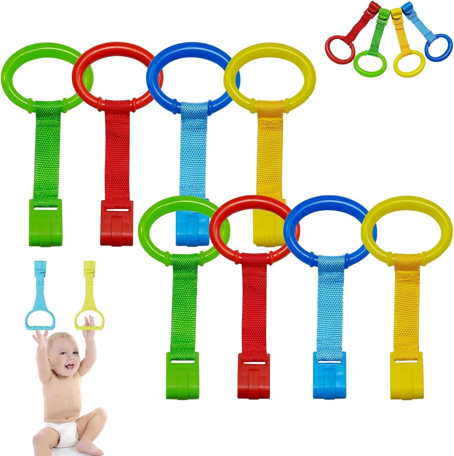 Playpen Pull up Rings,4 Colors Baby Pull up Rings for Playpen,Pull to ...