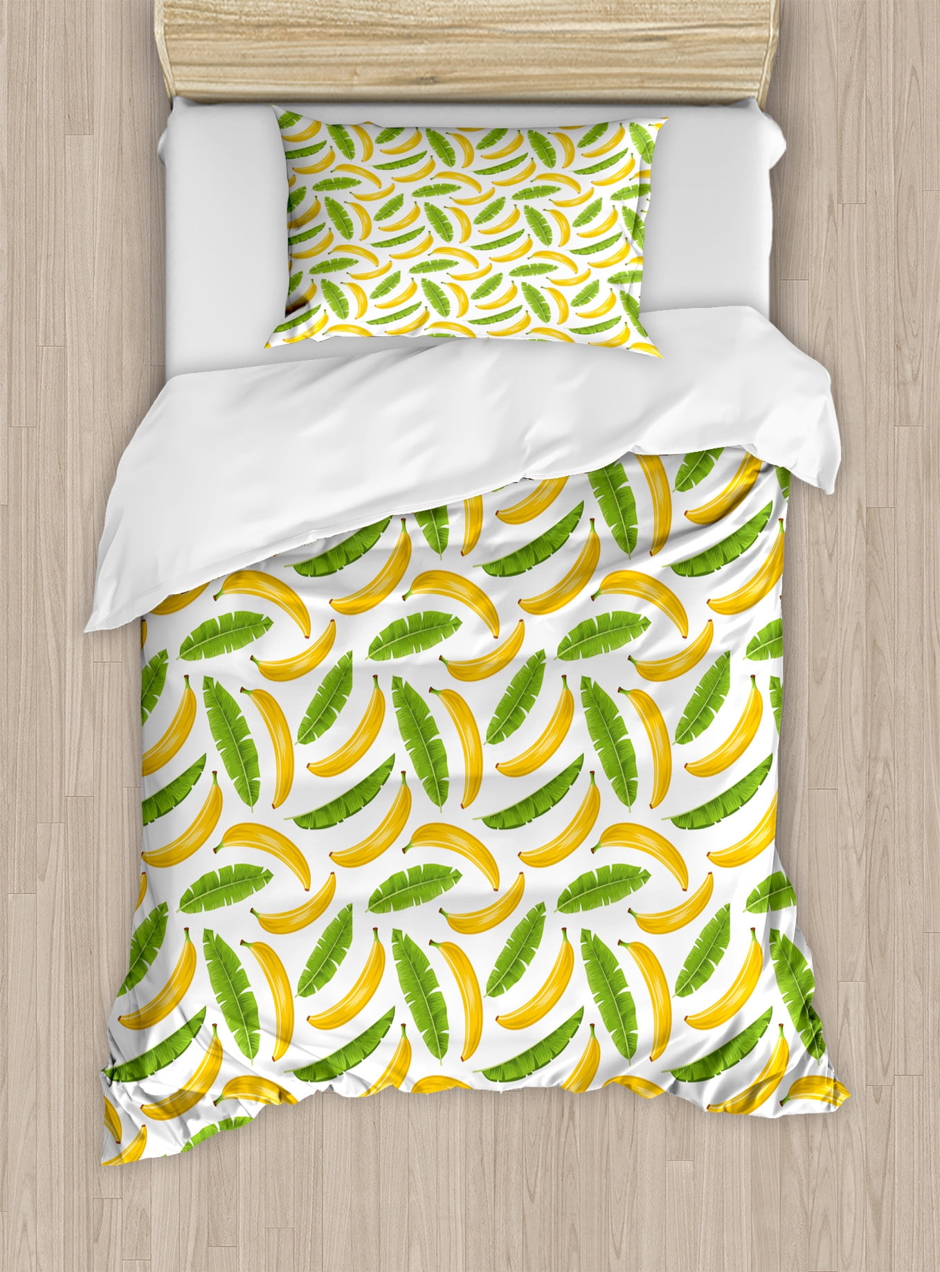 Playroom Duvet Cover Set, Banana Leaves Yummy Tropical Fruit Vacation ...