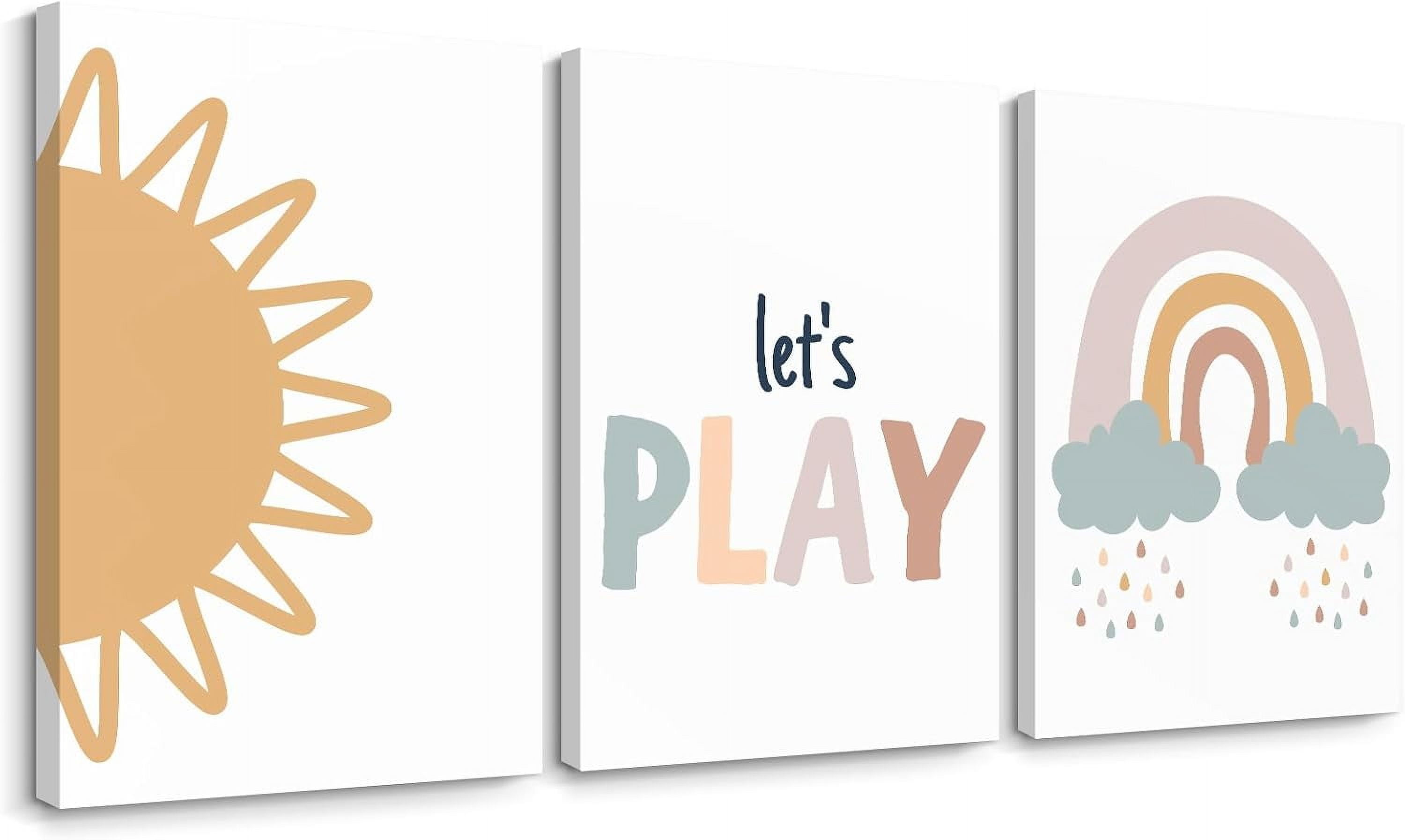 Playroom Nursery Wall Art Decor Boho Baby Girl Canvas Rainbow Wall Art ...