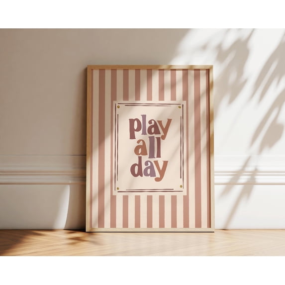 Playroom Print Wall Art Sign Colorful Girl'S Room Artwork Play All Day ...