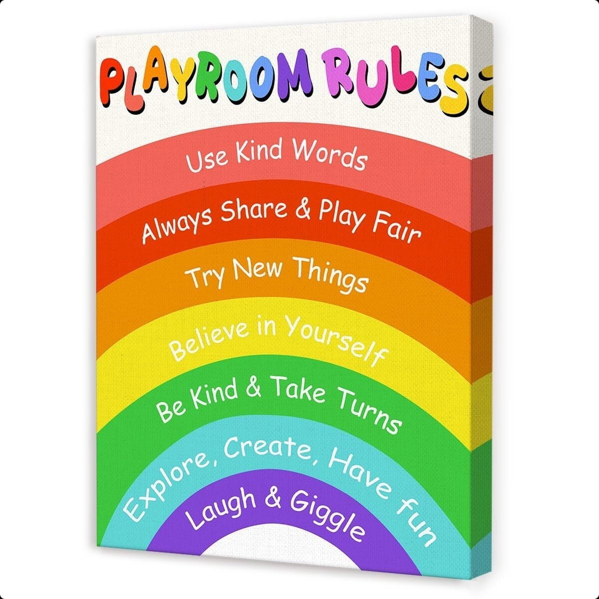 Playroom Rules Wall Decor,Inspirational Wall Art for Kids,Playroom ...