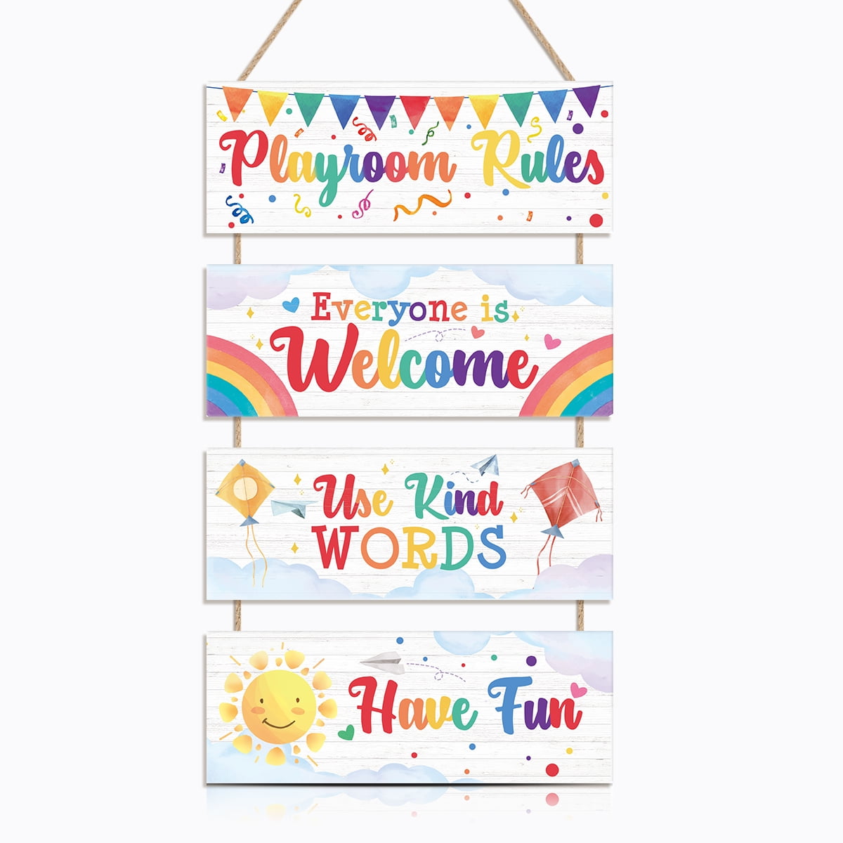 Playroom Rules Wood Sign,Colorful Kids Room Rules Wood Sign,Use Kind ...