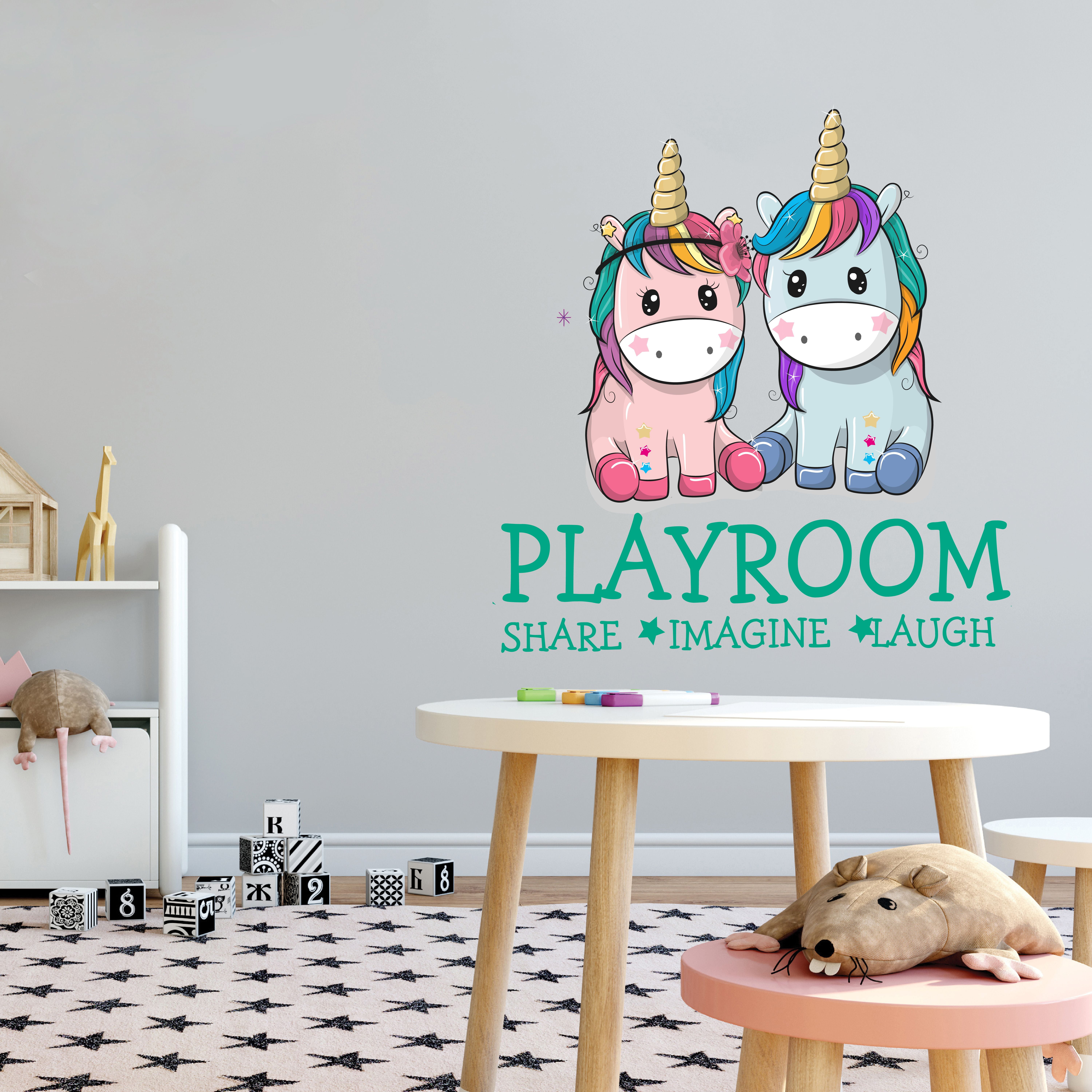 Playroom Share -Imagine- Laugh Wall Decals, Inspirational Quote Wall ...
