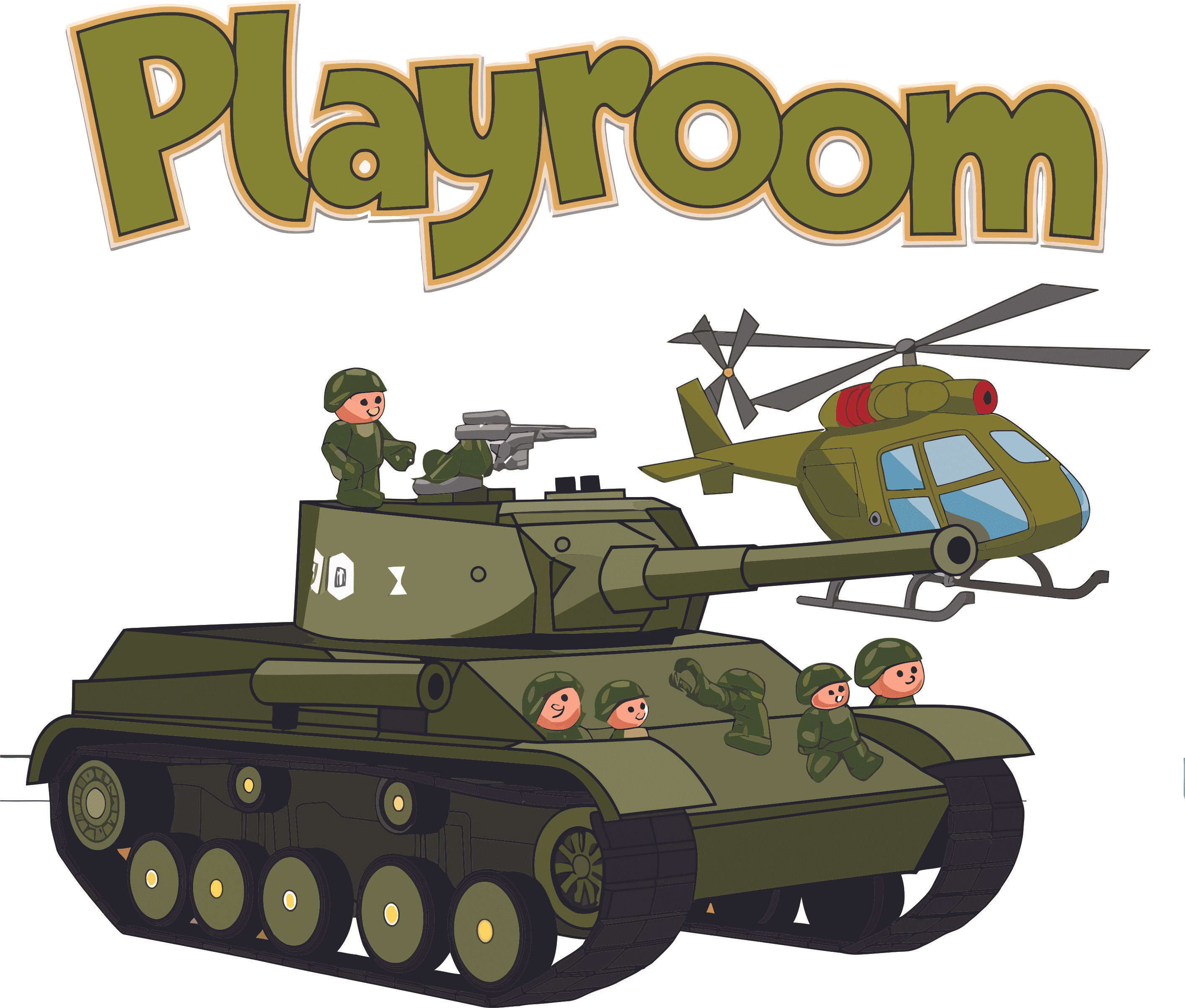 Playroom Signage Soldier Tank Helicopter Warfare Army Playful Games ...