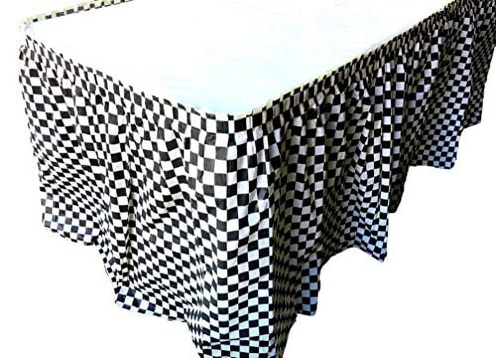 Playscene Plastic Black & White Checkered Flag Pleated Table Skirt ...