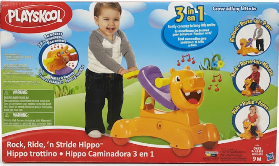 Playskool Rock, Ride ’n Stride Hippo 3-in-1 Push Walker, Ride-On ...