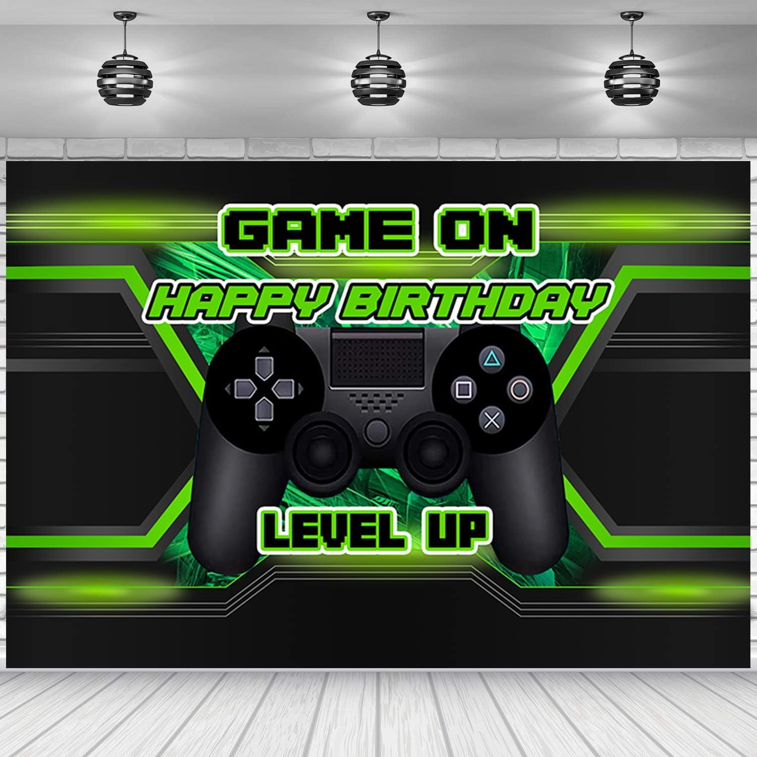 Playstation Happy Birthday Backdrop Video Player Level Up Game On Boys Party Banner Room Wall ...