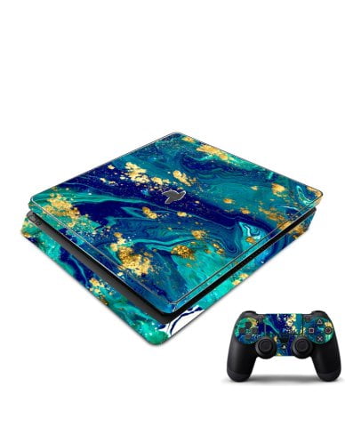 Playstation PS4 Slim Blue and Gold Marble Console Skin - Walmart.com