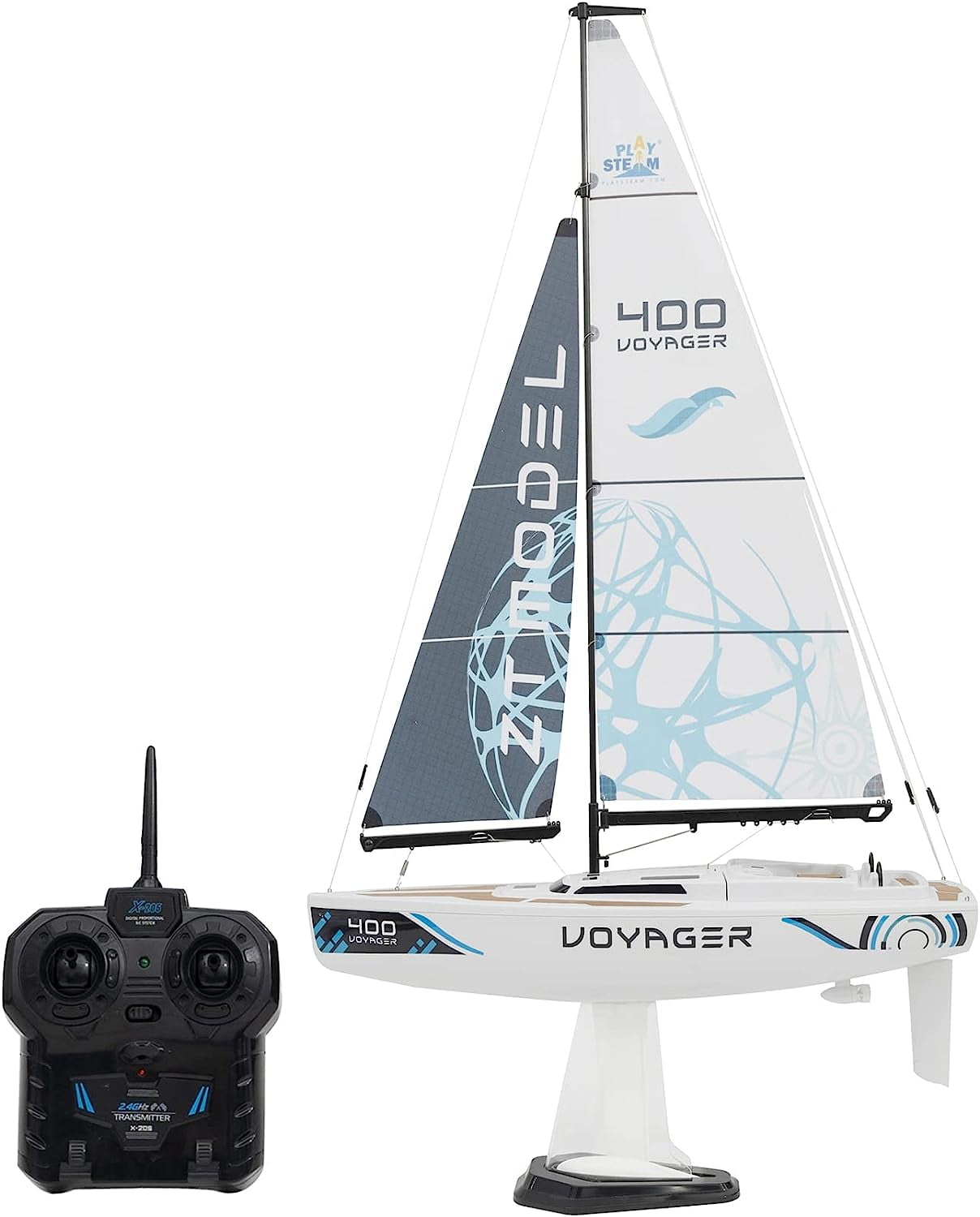 Playsteam Voyager 400 Motor-Power RC Sailboat - 26 in, Blue - Walmart.com