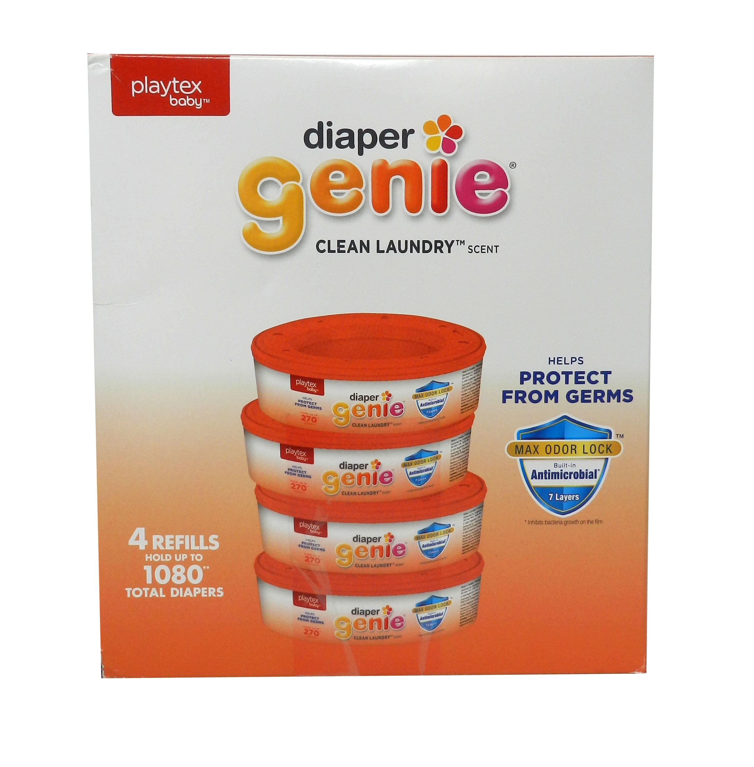 Playtex Baby Diaper Genie Clean Laundry Scent Refill Wipes 4 Pack ...
