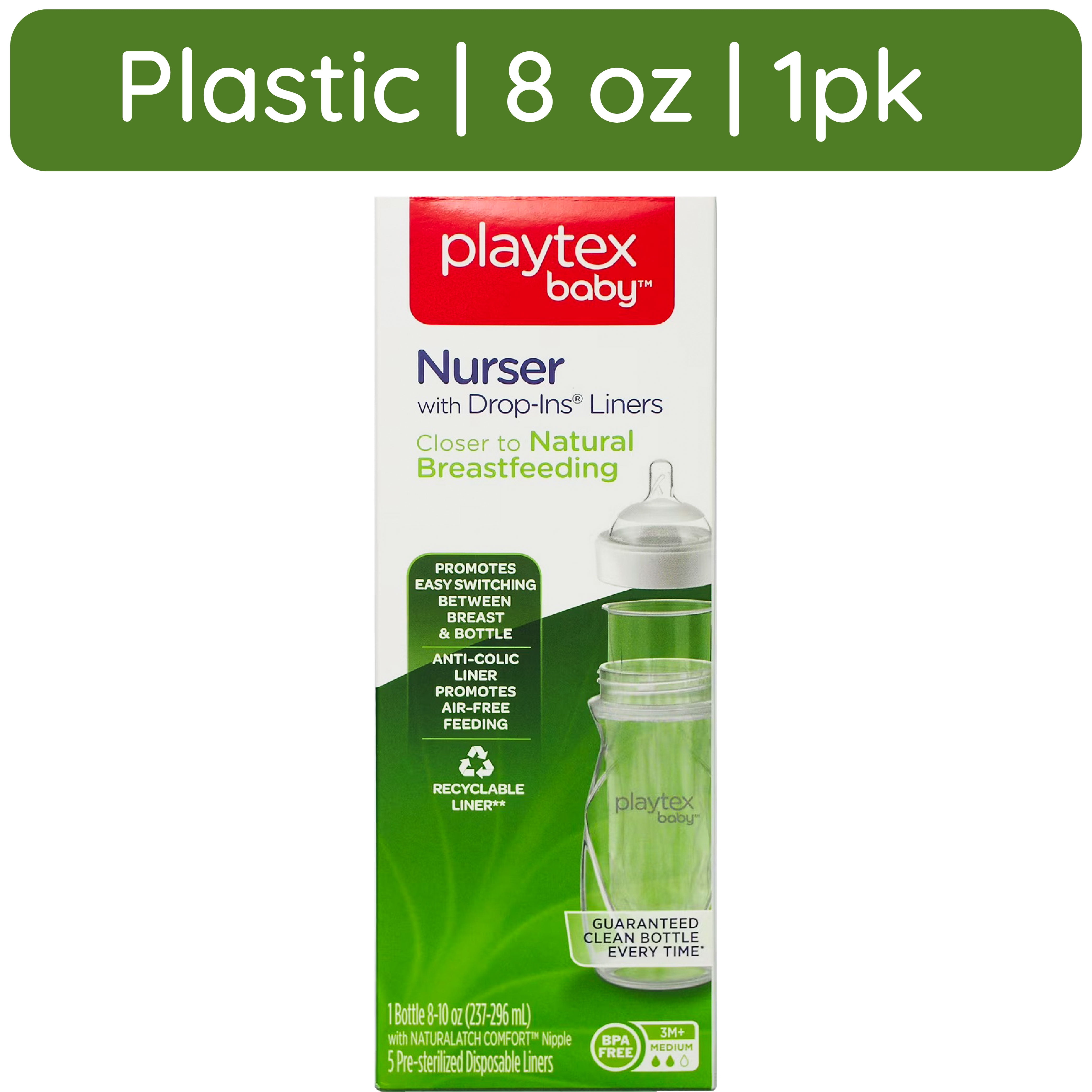 Playtex Baby Nurser 1 Pack Each, 8 oz with 5 Liners - Walmart.com