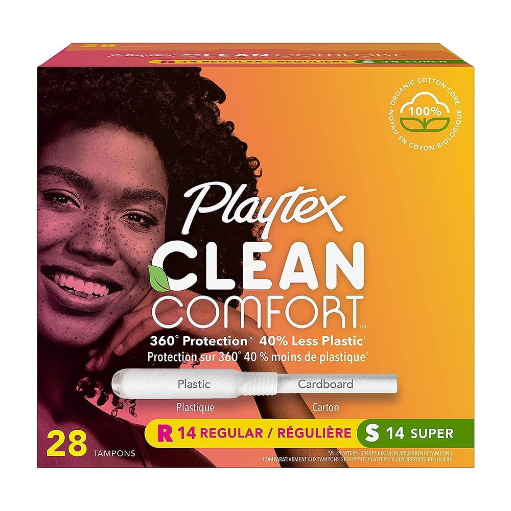 Playtex Clean Comfort Organic Cotton Multipack Tampons, 14 Regular and ...